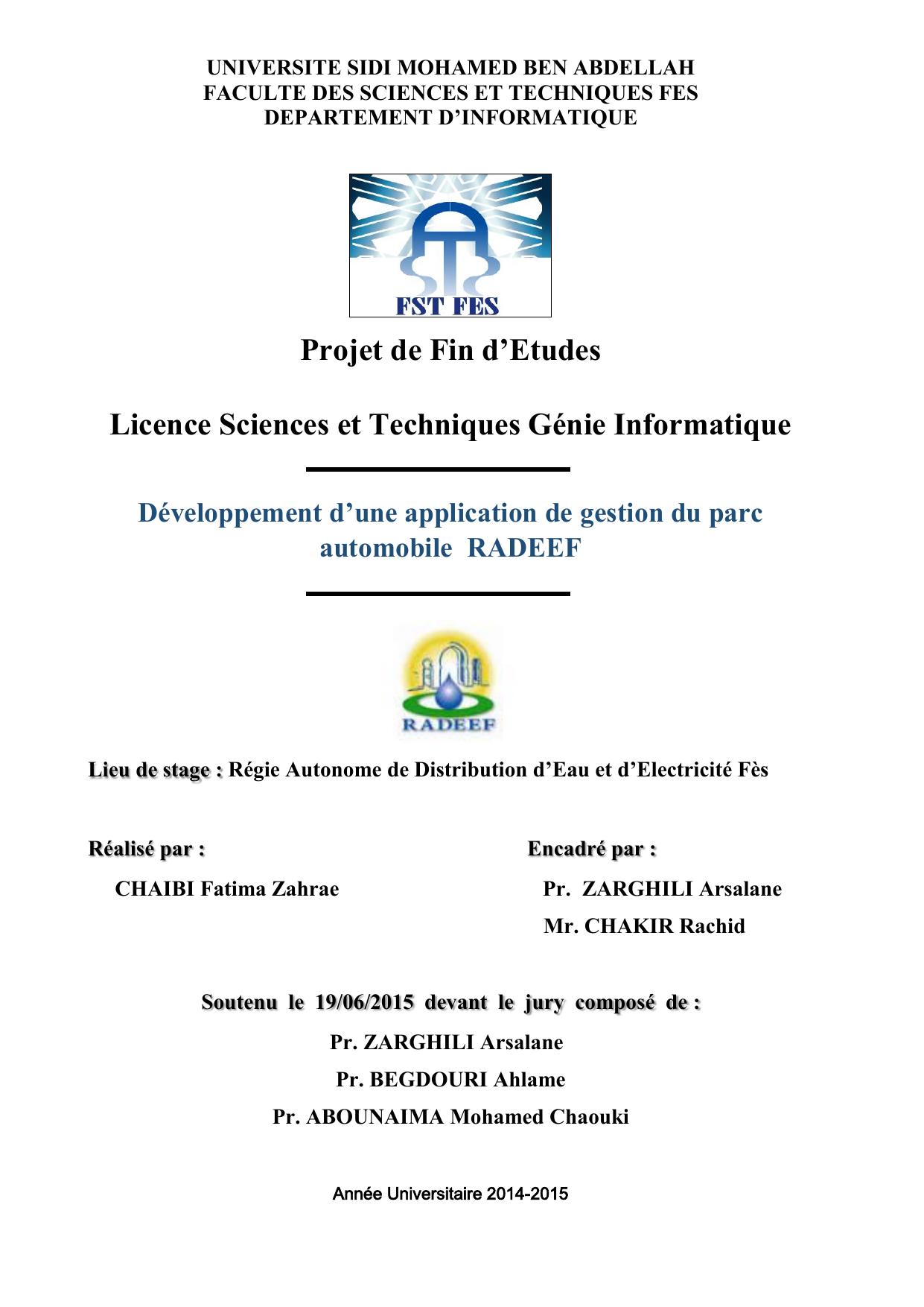 Bibliothéque FST de Fès | Développement d’une application de gestion du ...