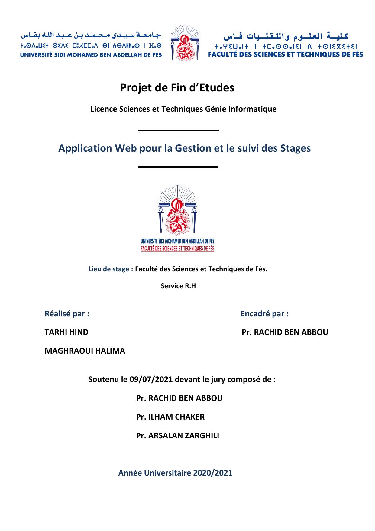 Bibliothéque FST de Fès | Rapport PFE Licence